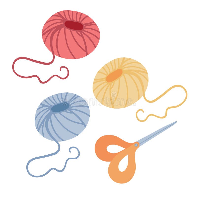 Knitting Elements Flat Design Group of Objects Stock Vector ...