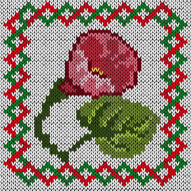 Knitting Fabric Pattern with Rose Flower Stock Vector - Illustration of ...