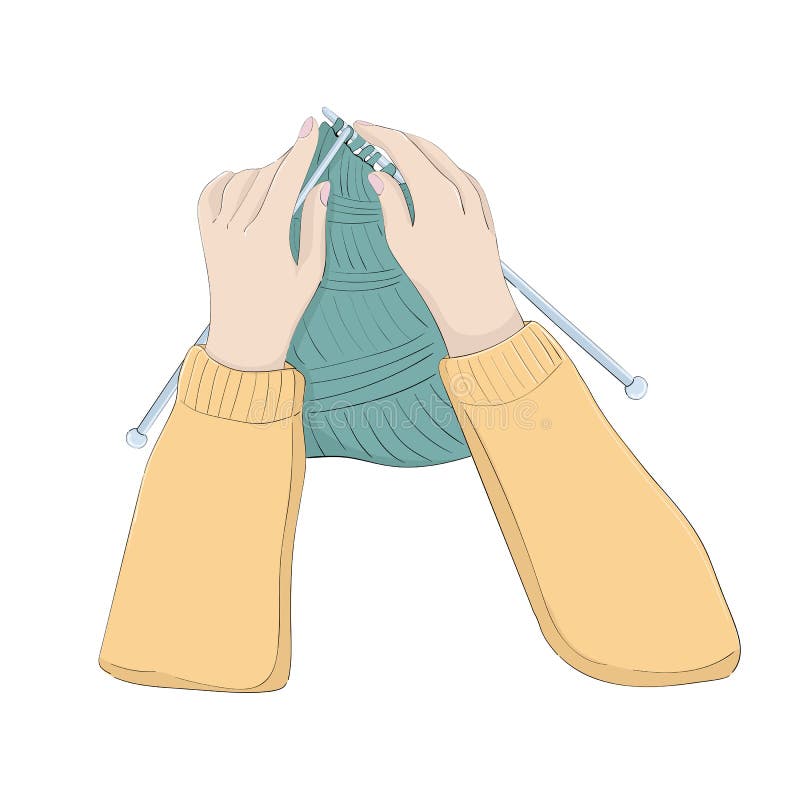 Knitting Set. Hands with Knitting. the Concept of Needlework and ...