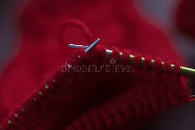 Knitting. Handwork. Professional Photography. Close-up. Bokeh. Stock ...