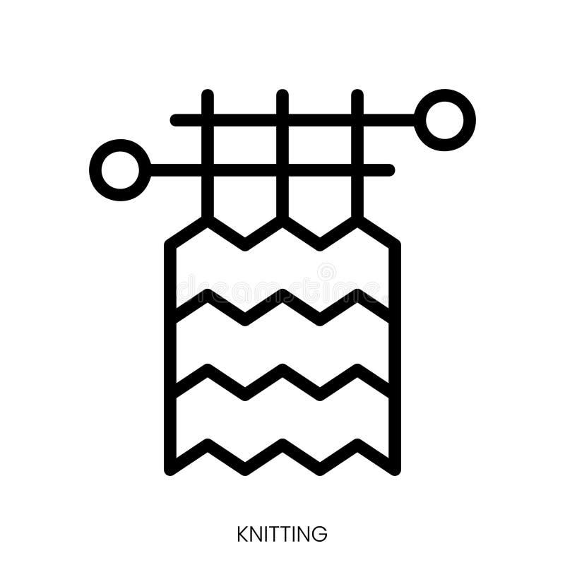 Knitting Icon. Line Art Style Design Isolated on White Background Stock ...