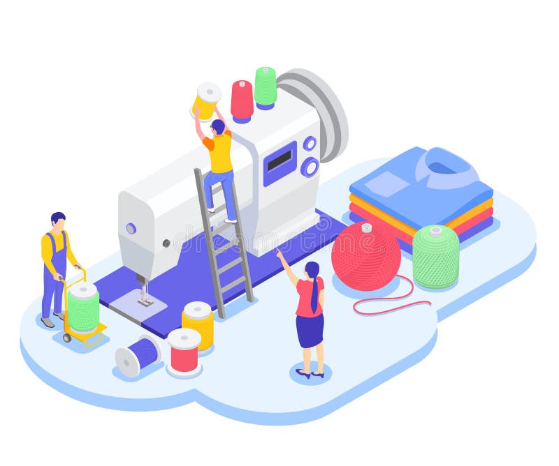 Knitting Machine Isometric Composition Stock Vector - Illustration of ...