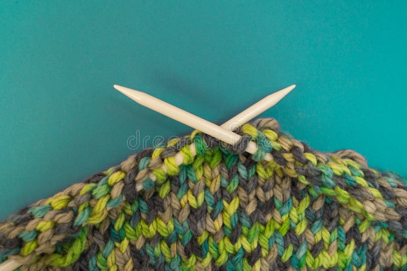 Knitting Needles and Multi-colored Threads Stock Image - Image of ...