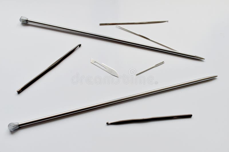 Knitting Needles on the Table Stock Image - Image of fashion, craft ...