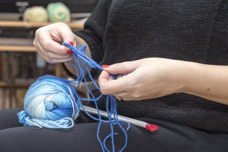 Knitting Needles with the Use of Wool Stock Photo - Image of craft ...