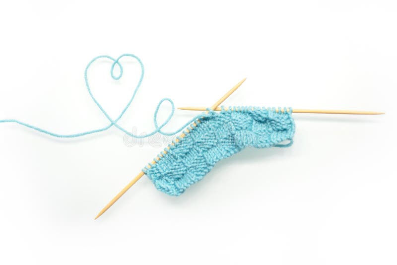 Knitting Needles from Wool and Cotton. Knitted Product on Knitting ...