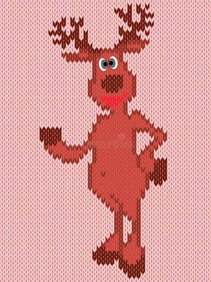 Knitting Pattern with Christmas Reindeer Stock Vector - Illustration of ...