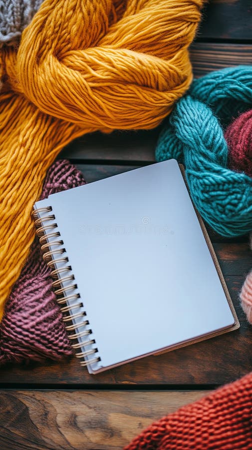 Knitting Pattern Notebook beside Wool Yarn. Stock Image - Image of ...
