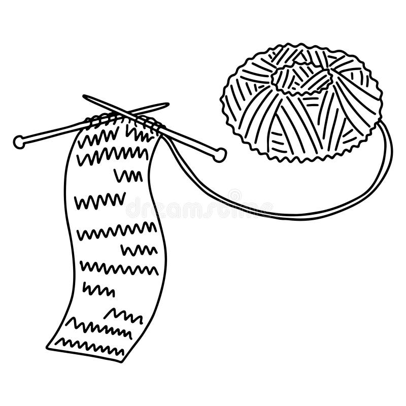 Knitting Process. Hand Drawn Doodle Style. Vector Illustration Isolated ...