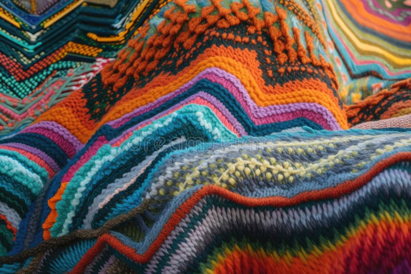 Knitting Project with Intricate and Colorful Patterns Stock ...