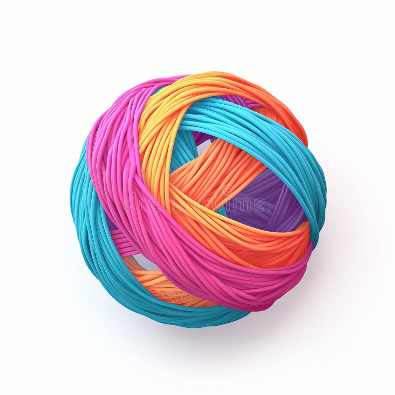 Knitting Rainbow: Multicolored Yarn Sphere Stock Photo - Image of ...