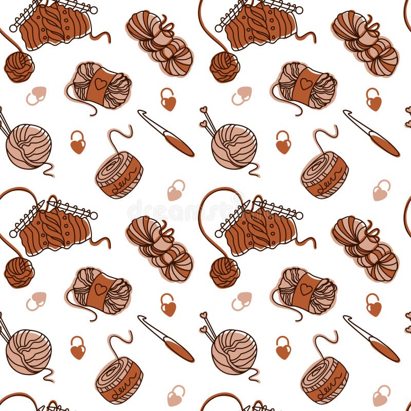 Knitting and Related Objects. Pattern. Stock Vector - Illustration of ...