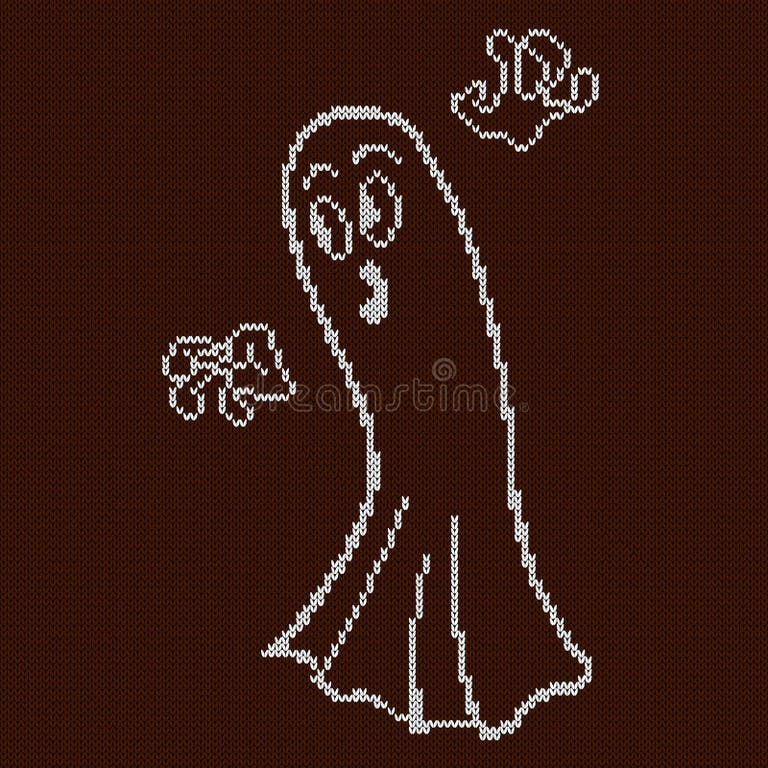 Knitting with Scary Amusing Ghost Stock Vector - Illustration of horror ...