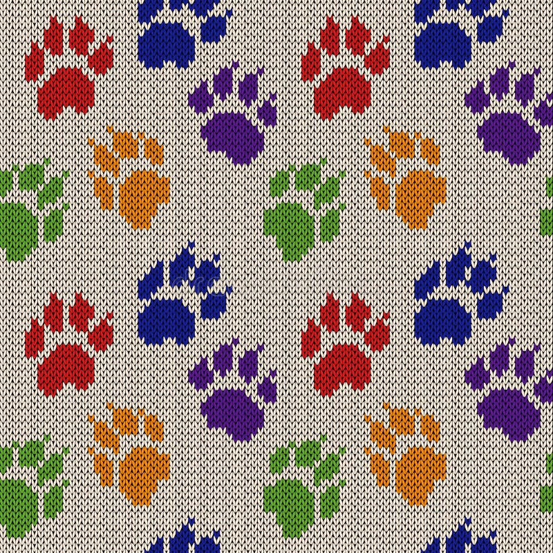 Knitting Seamless Pattern with Cat Tracks Stock Vector - Illustration ...