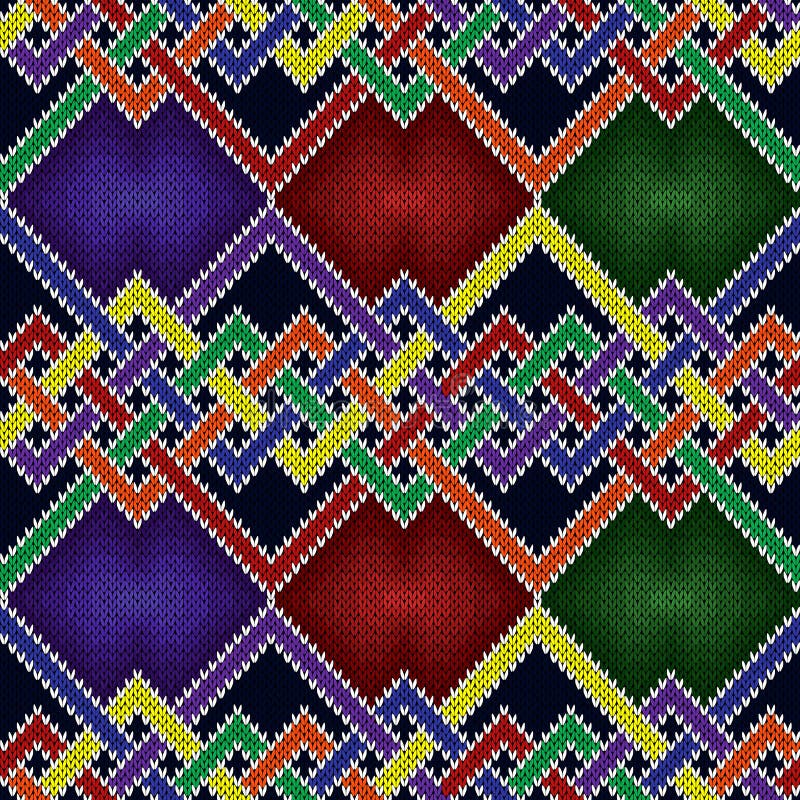 Knitting Seamless Multicolor Pattern Stock Vector - Illustration of ...
