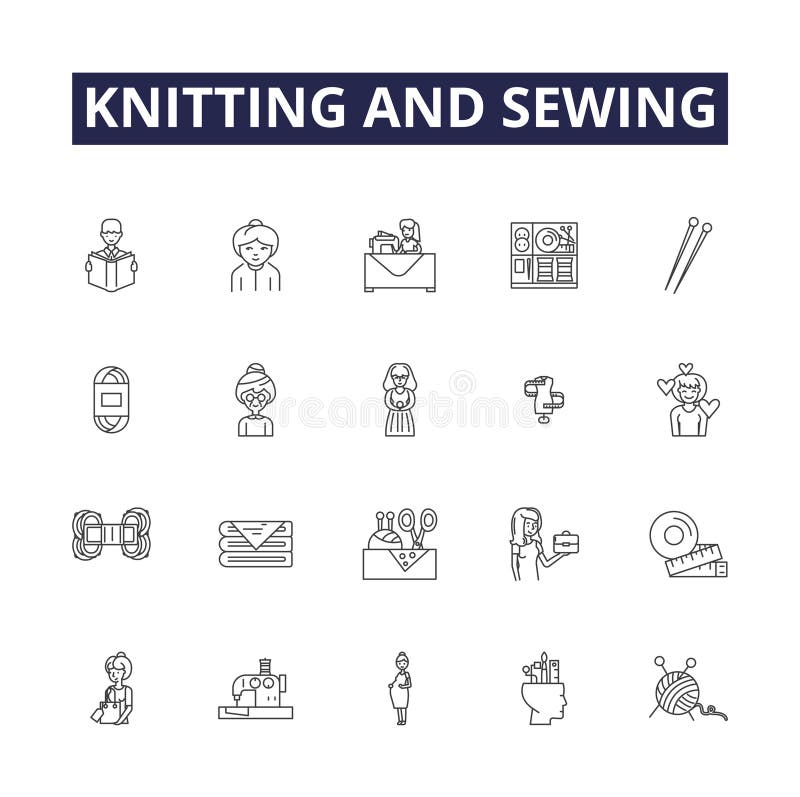 Knitting And Sewing Line Vector Icons And Signs Sewing Needles