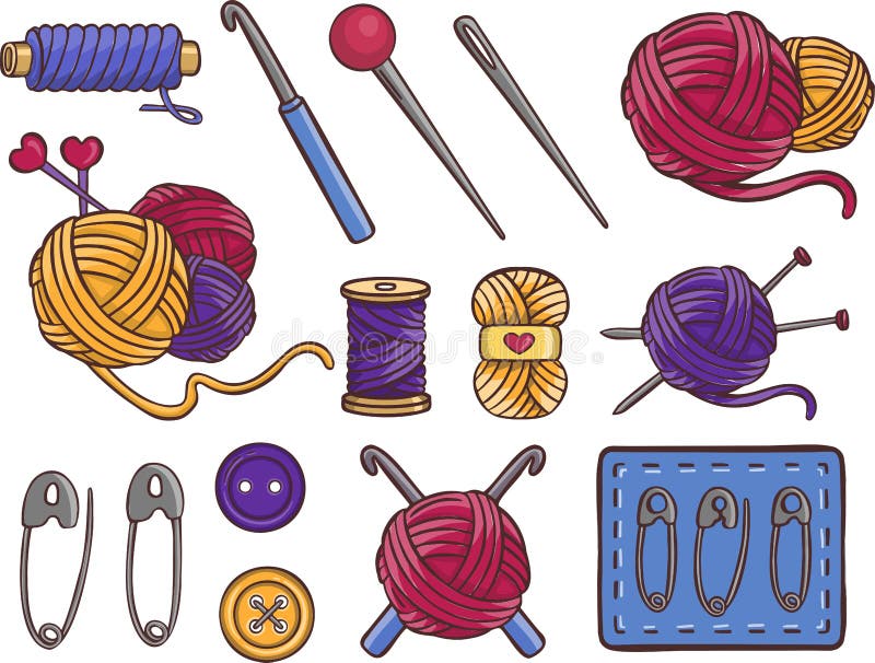 Knitting Sewing Symbols Set Needlework Icon Vector Stock Vector ...