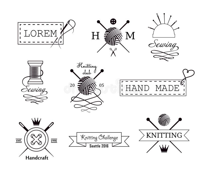 Retro Sewing and Tailoring Vector Logo, Labels Badges Set Stock Vector ...
