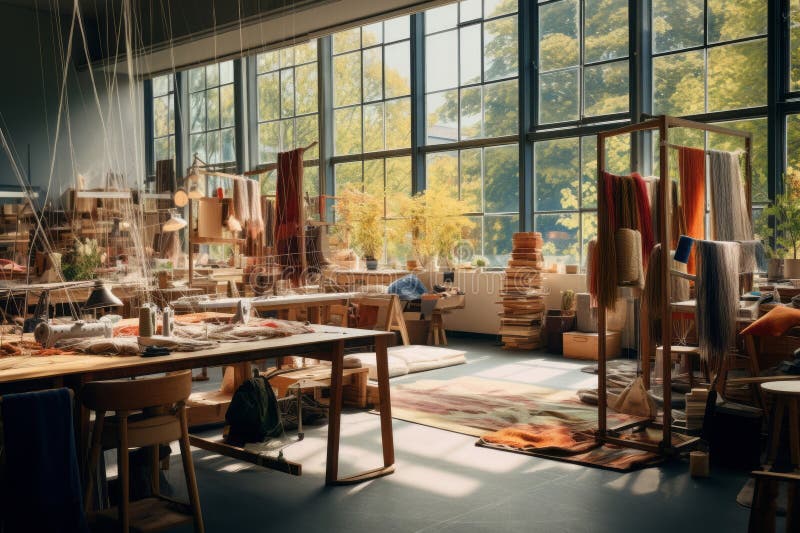 Knitting Sewing Workshop with Sewing Machines and Knitting Machines ...