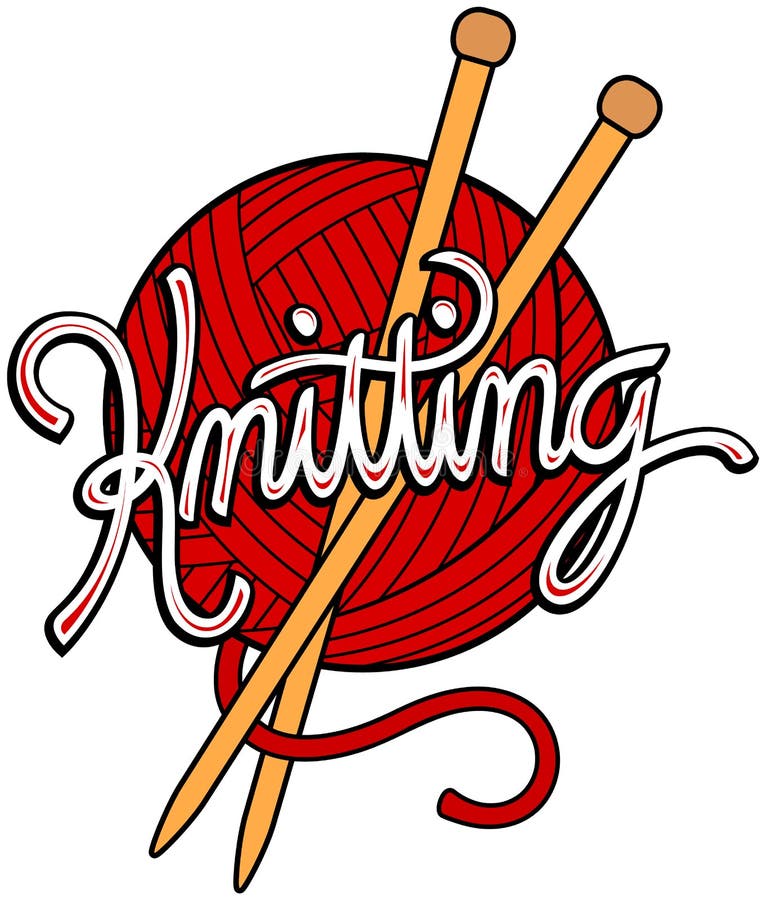 Knitting Sign with Yarn and Needles Stock Vector - Illustration of ...