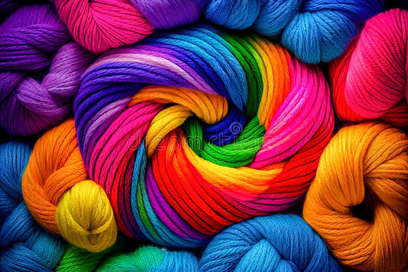 Knitting Threads in Rainbow Colors. Generative AI, Generative, AI Stock ...