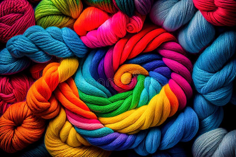 Knitting Threads in Rainbow Colors. Generative AI, Generative, AI Stock ...