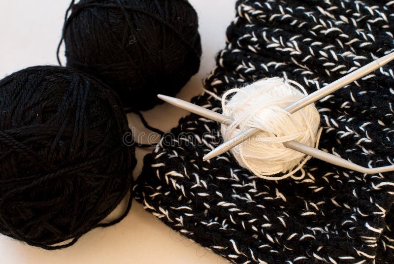 Knitting Tools with Wool Thread Balls Stock Photo - Image of ball ...