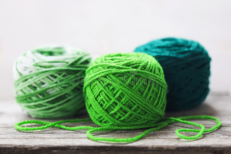 Knitting Wool. Green Balls of Yarn Stock Image - Image of craft ...