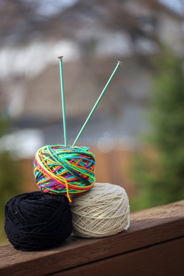 Colorful Yarn with Knitting Needles Stock Photo - Image of accessory ...