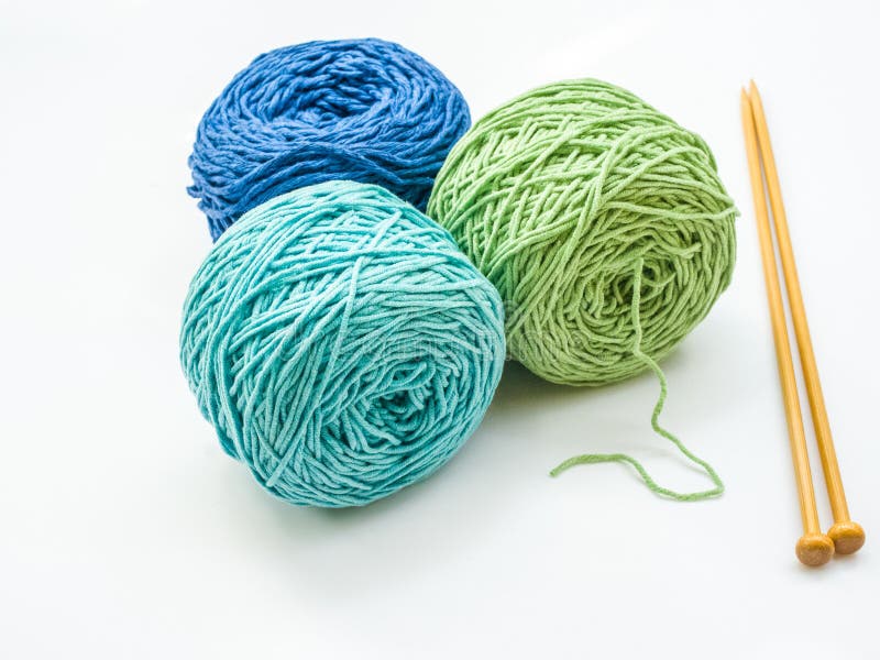 Knitting Yarn on White Background Stock Photo - Image of hobby ...
