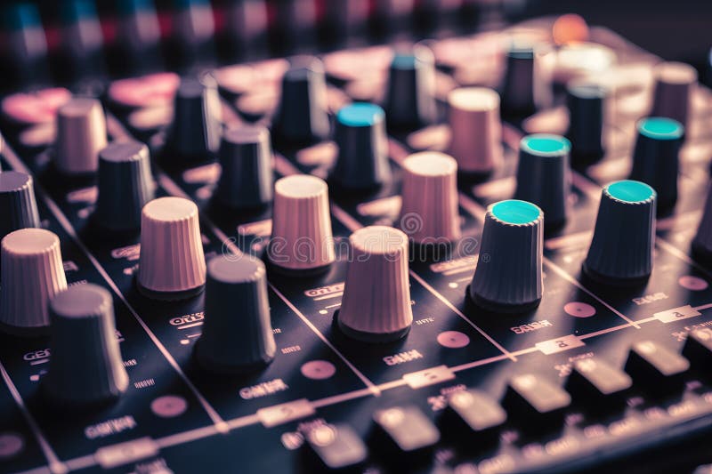 Knobs with Buttons of Sound Music Mixer Control Panel Stock ...