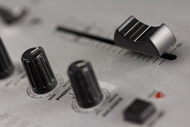 Knobs and Fader of a DJ Mixer Stock Image - Image of dance, closeup ...