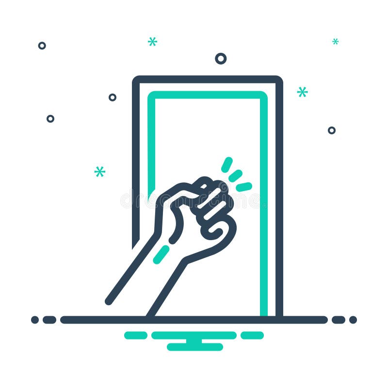 Hand Knocking on Door Logo Icon, Fist Knocking Sign - Vector Stock ...