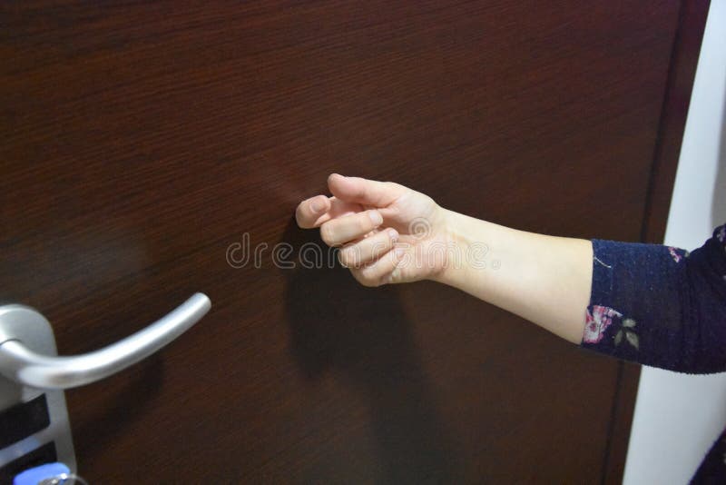 Knocking on Modern Door in Modern Building Stock Photo - Image of floor ...