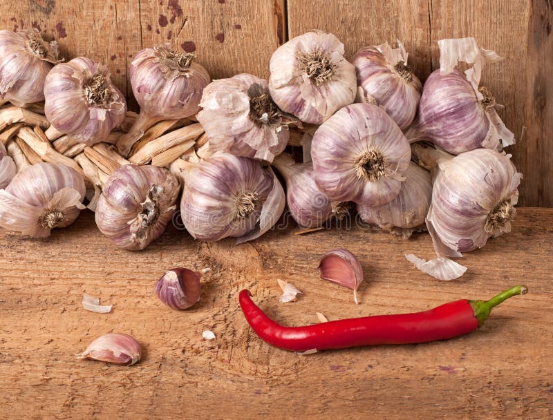 Knoflook en peper stock afbeelding. Image of chili, rood - 33681883