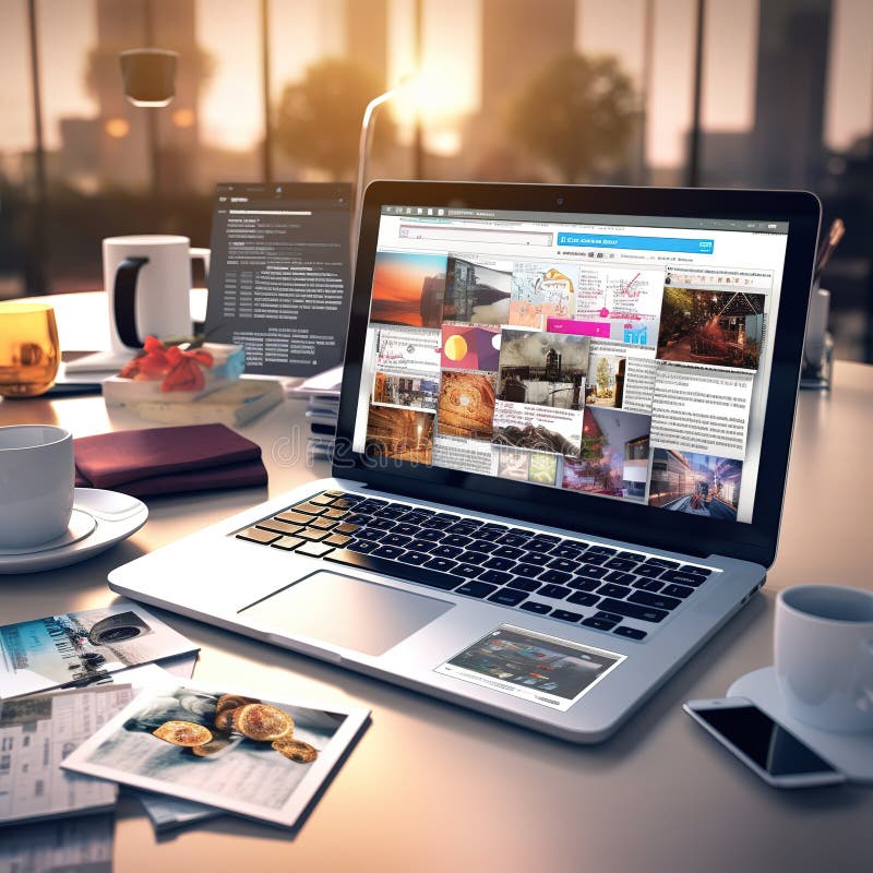 Knolling of Software Developer Tools Laptop in Center Light Background ...