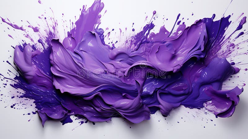 Knolling Strokes of Purple Color Liquid Paint on the White Backdrop ...