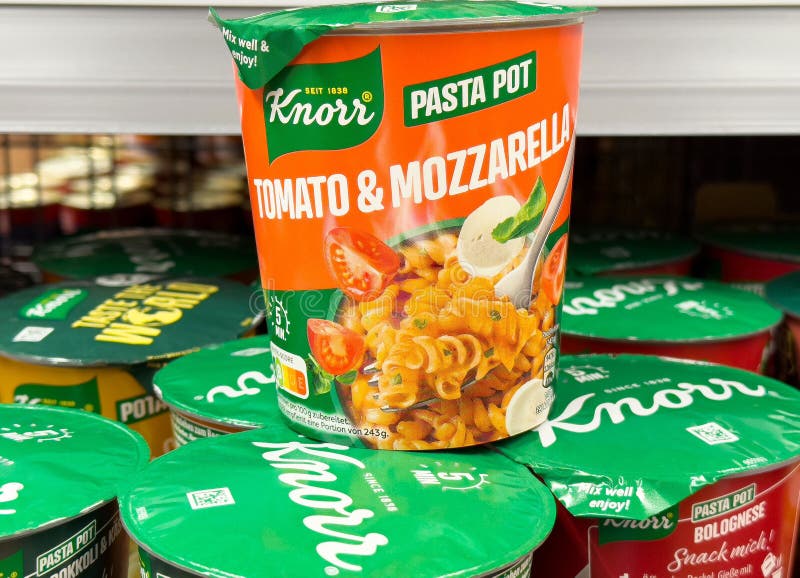 Knorr Tomato Mozzarella Pasta Pot on Grocery Shelf with Assorted ...