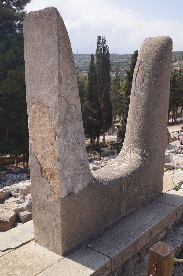 Knossos, Crete - October 15 2018: the Reconstructed Horns of ...