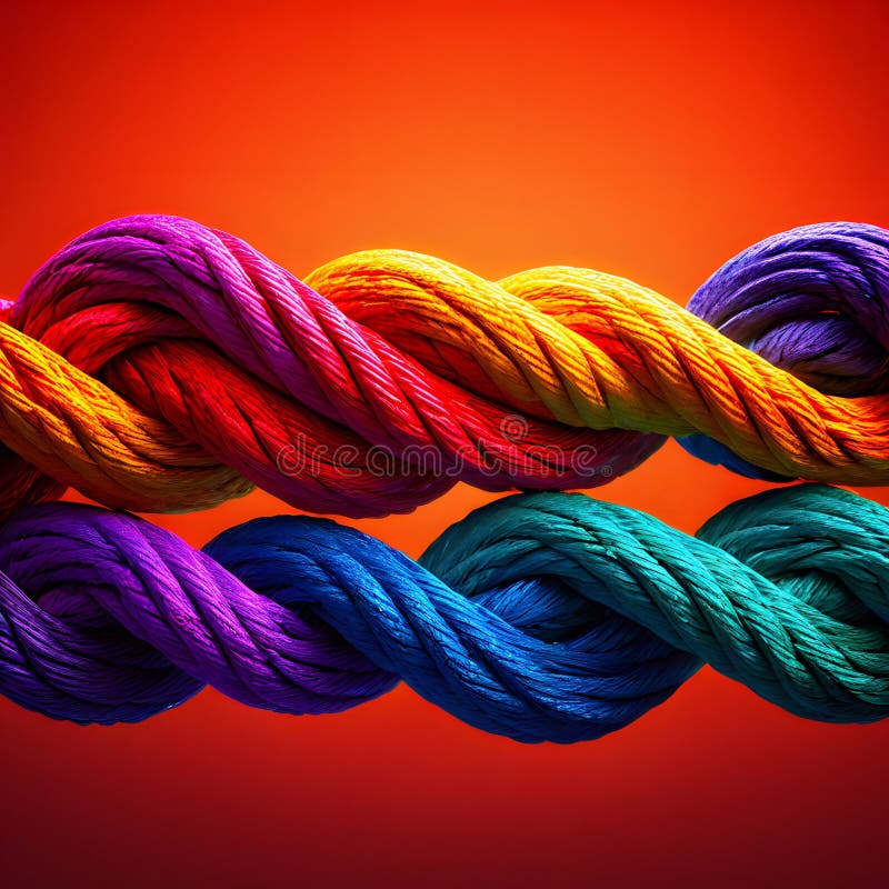 A Knot of Colored Multicolored Thick Ropes Stock Illustration ...