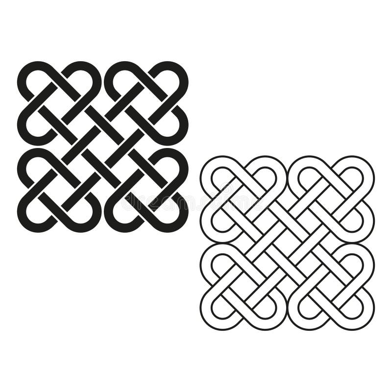 Knot Pattern Illustration. Black White Weave. Interlocked Loop Design ...