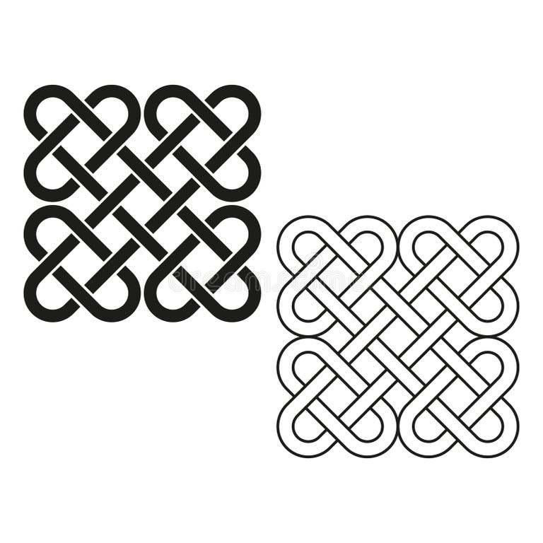 Knot Pattern Illustration. Black White Weave. Interlocked Loop Design ...