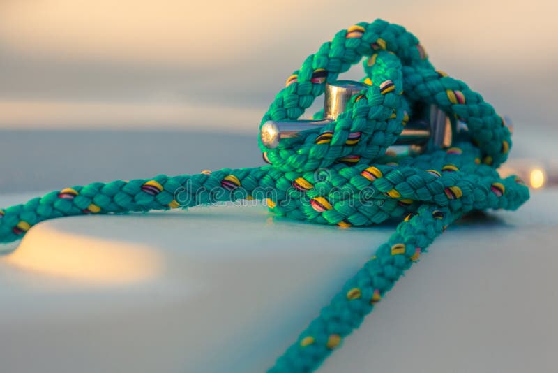 Knot from the Sailing Rope on Sailboat Cleat Stock Image - Image of ...