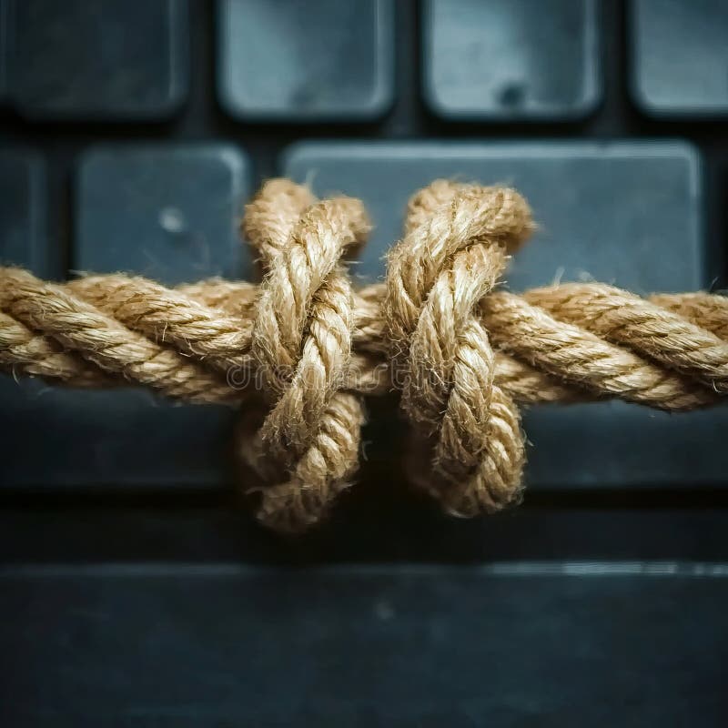 A Knot Tied in Front of a Computer Keyboard Stock Image - Image of ...