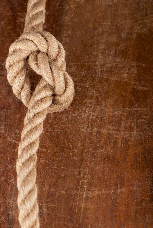 Knot on Wood. Rope with Reef Knot Isolated on the White Background ...