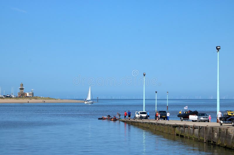Knott End Slipway River Wyre Fleetwood Lighthouse Editorial Photo ...