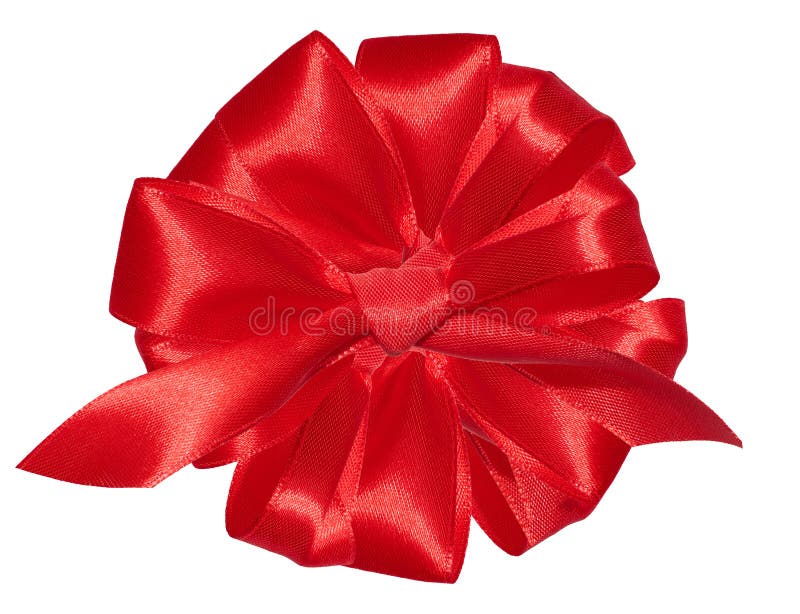 Knotted Red Satin Ribbon Bow on Isolated Background, Top View. Gift ...