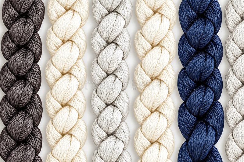 Knotted Rope Pattern in Beige, Navy Blue, and Grey on White Background ...