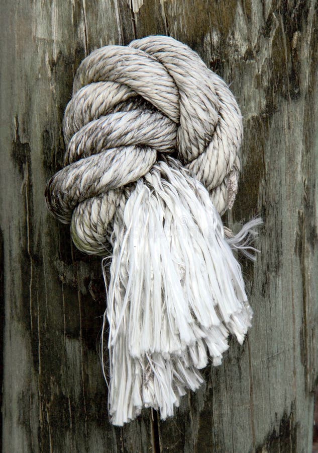 Knotted rope on post stock photo. Image of wood, ocean - 103147452