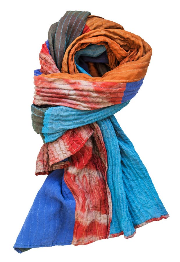 Knotted Stitched Silk Patchwork Scarf Stock Photo - Image of scarf ...